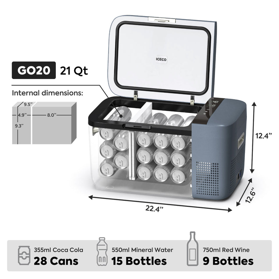 GO20 Dual Zone 12V Portable Freezer| ICECO | 20 LT – ICECO Wholesale